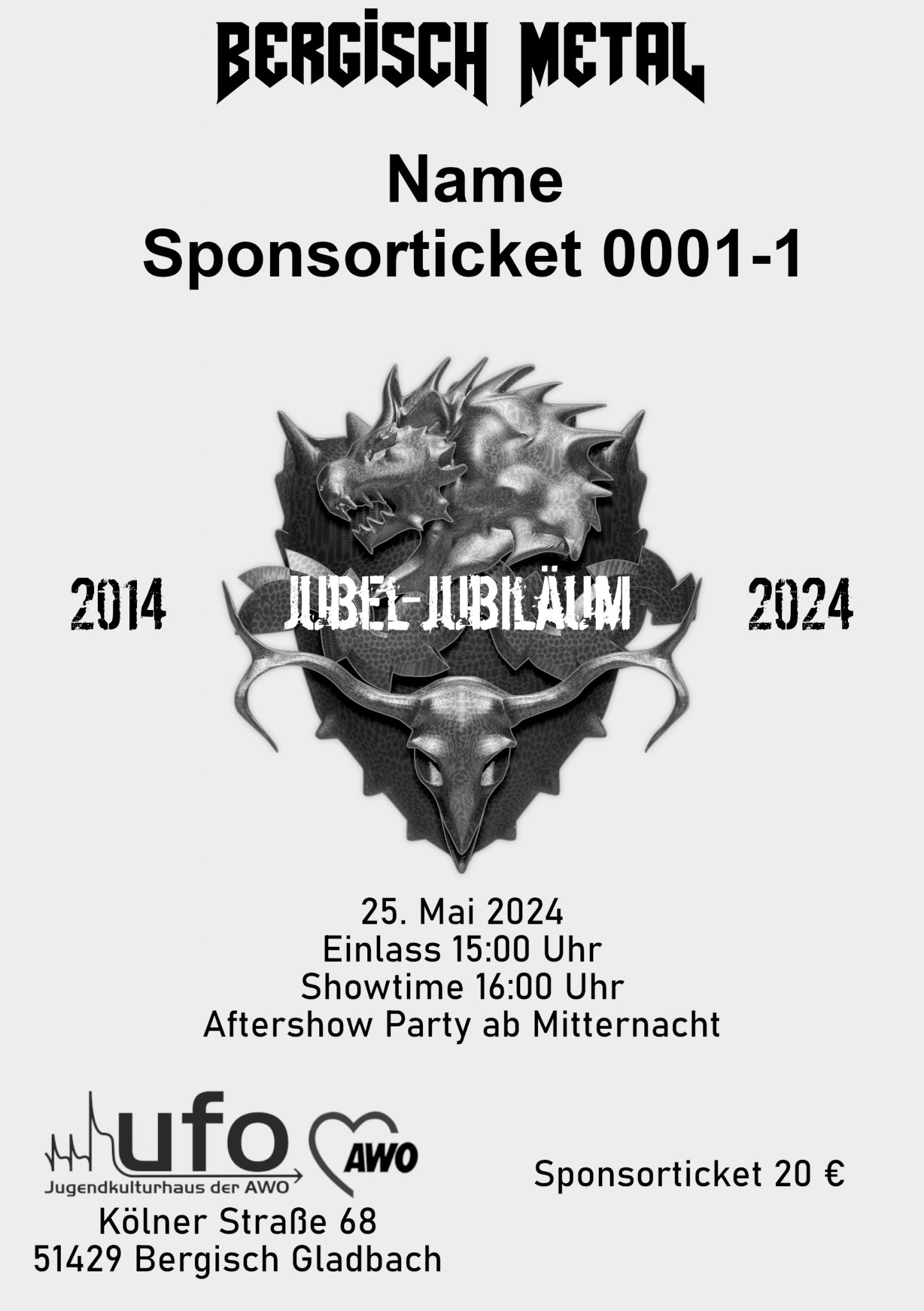 Info zum Ticketshop: Standard, Schüler, Sponsor - Bergisch Metal